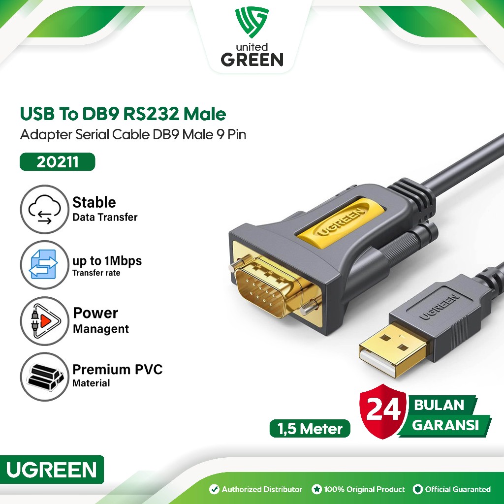Jual UGREEN Kabel USB to RS232 DB9 Serial Converter Adapter RS-232 Male 20211 | Shopee Indonesia