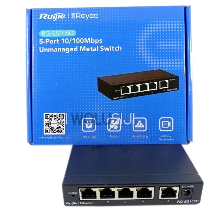Jual Ruijie RG ES105D Switch/Hub 5 Port LAN 10/100Mbps - metal case | Shopee Indonesia