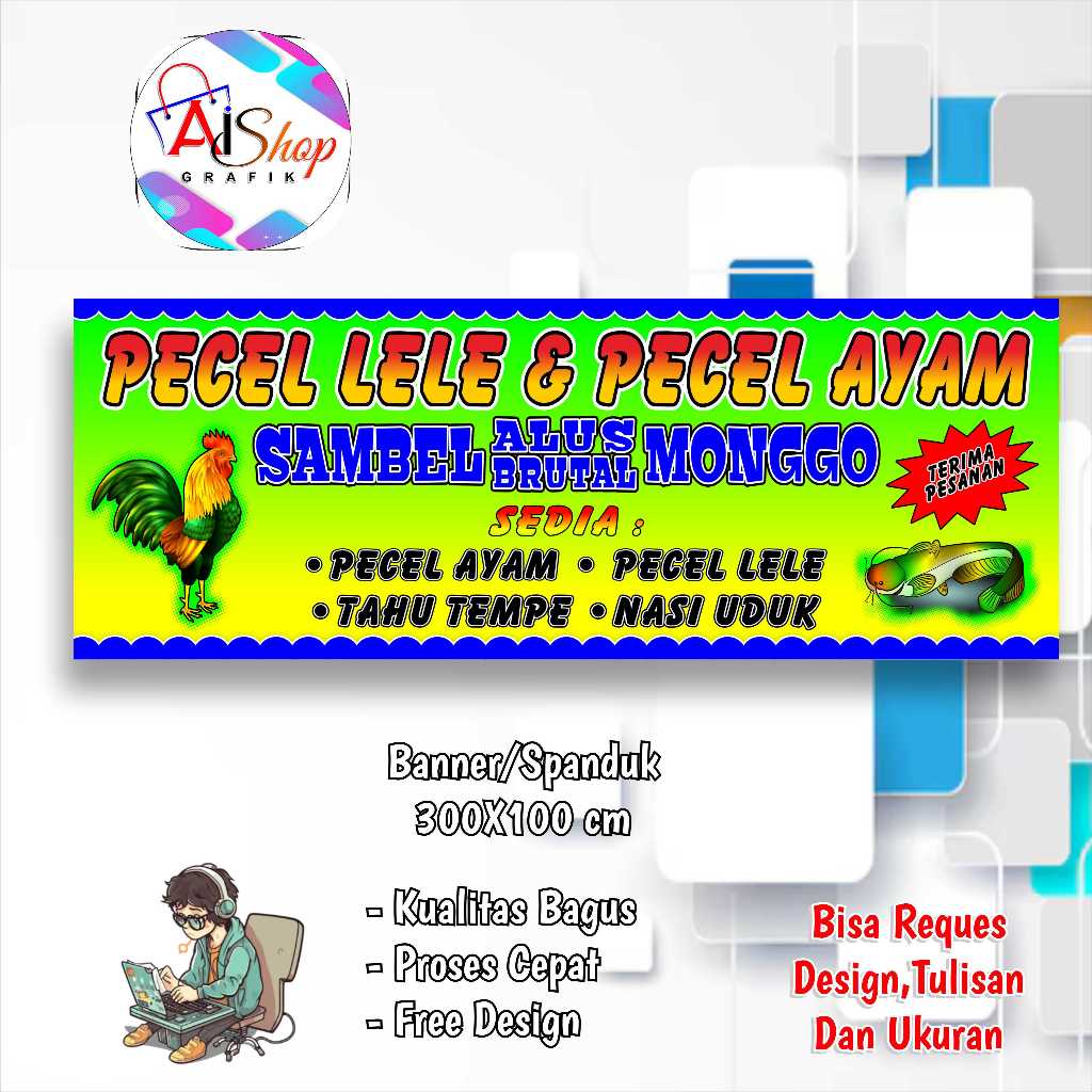 Jual Spanduk Banner Pecel lele Seafood custom model g | Shopee Indonesia