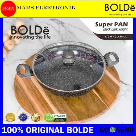 Jual WOK PAN BOLDE / 2 EAR / 30 CM + GLASS LID / WOK PAN GAGANG + TUTUP ...