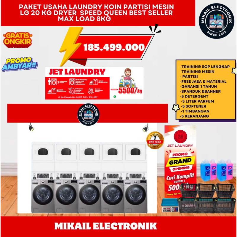 Jual PAKET LAUNDRY KOIN PARTISI MESIN CUCI LG 20 KG DRYER KOMERSIL ...