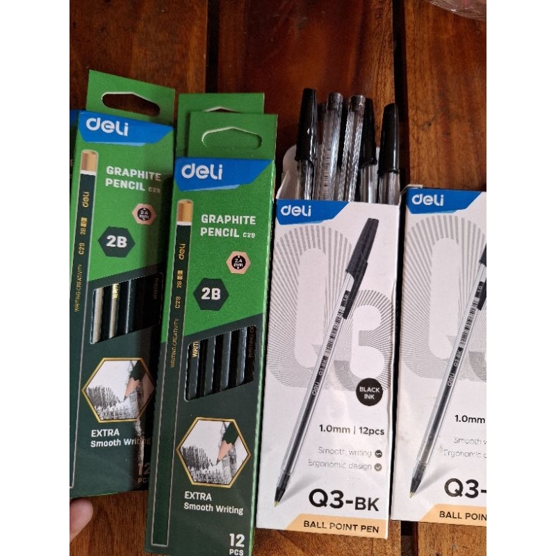Jual Deli Graphite Pencil Q3-BK Ball Point Pen | Shopee Indonesia