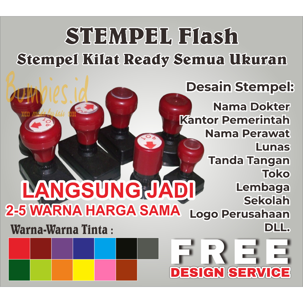 Jual Stempel Flash Otomatis FREE DESAIN (Sudah Terisi Tinta) Stempel ...