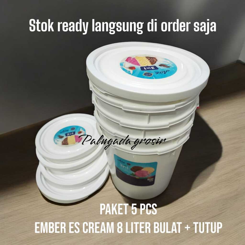 Jual 5 pcs Ember es krim ice cream 8 liter bulat | Shopee Indonesia