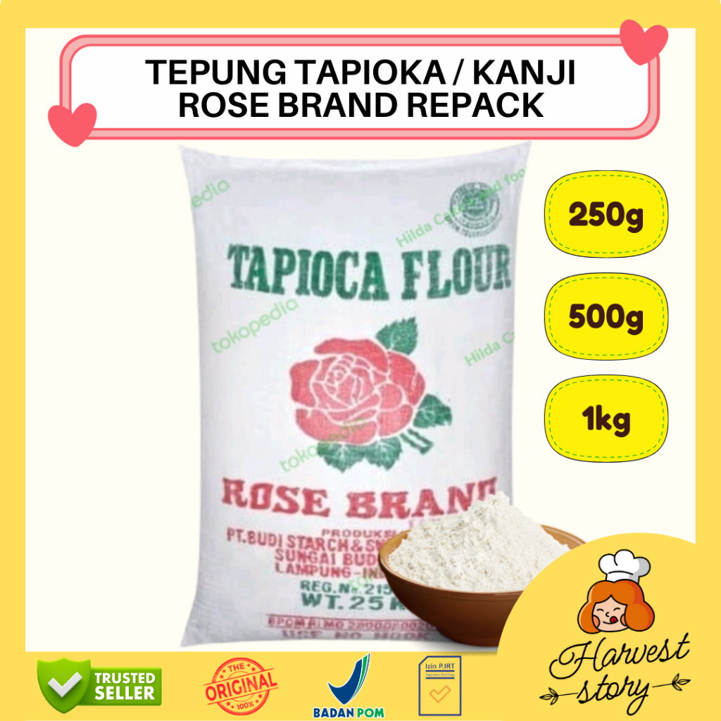 Jual TEPUNG TAPIOKA ROSE BRAND KANJI MAWAR REPACK 250G 500G 1KG ...