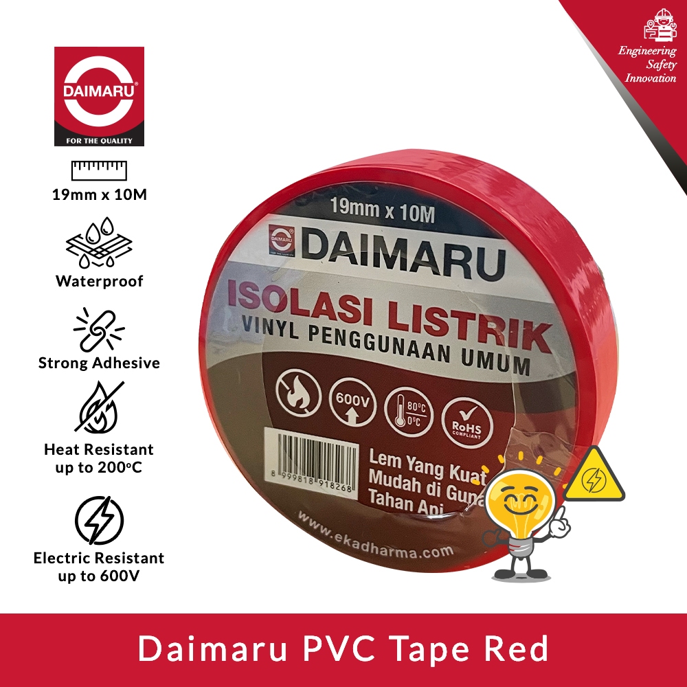 Jual Daimaru PVC Insulation Tape Red Isolasi Listrik Warna Merah 19 mm x 10 meter 1pcs | Shopee ...