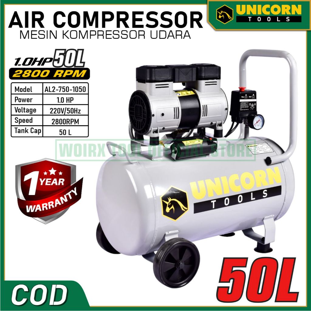 Jual UNICORN TOOLS Kompresor Udara Angin Tanpa Oli 50 Liter 50L Air ...