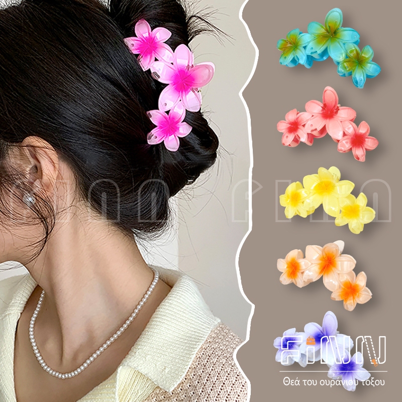 Jual Finn - Jedai Plumeria Tripple Flower Hair Claw Fashion Jepit ...