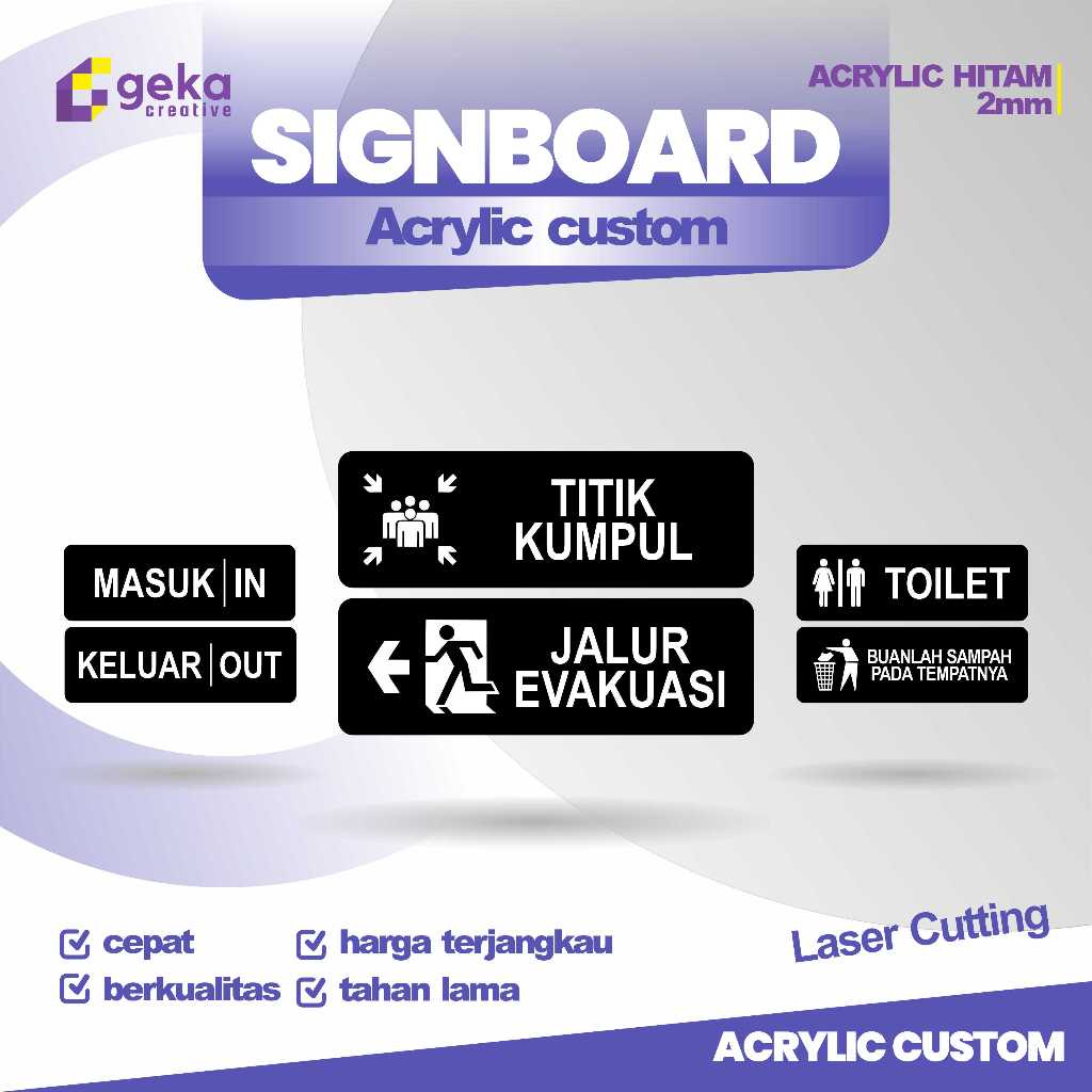 Jual Akrilik Jalur Evakuasi/ Titik Kumpul/ Ruang Tunggu Signboard Murah ...