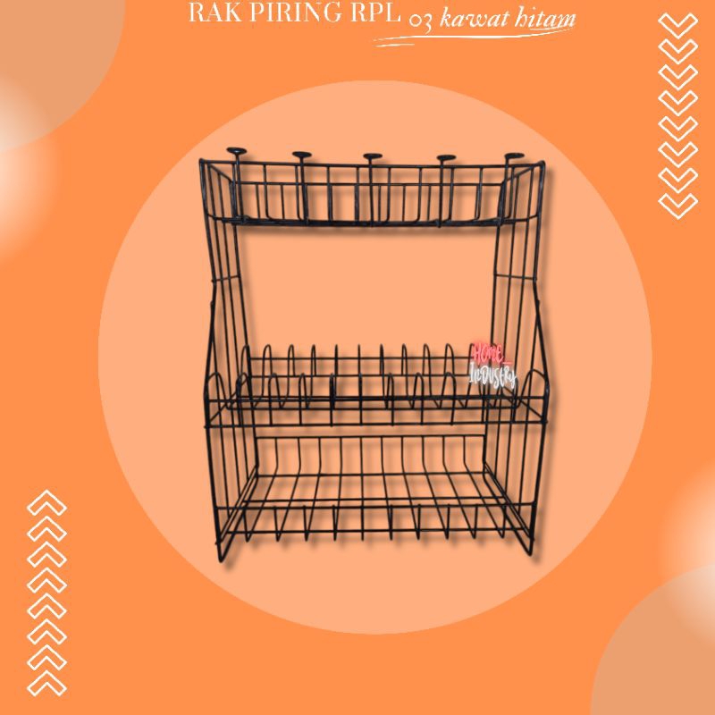 Jual Rak Piring Besi Model Cantingan Gelas / RPL 03 Hitam / Rak Piring ...