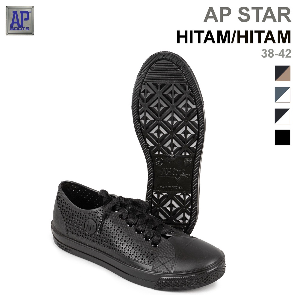 Jual KODE S2H AP Boots AP STAR Hitam Hitam Sepatu Kets PVC | Shopee ...