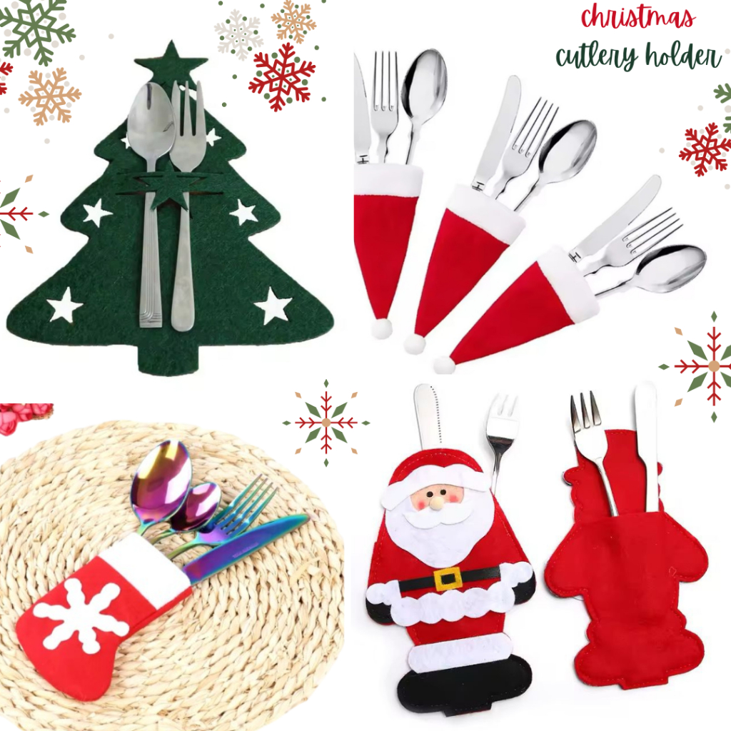 Jual Cutlery holder christmas tempat sendok garpu peralatan makan natal ...