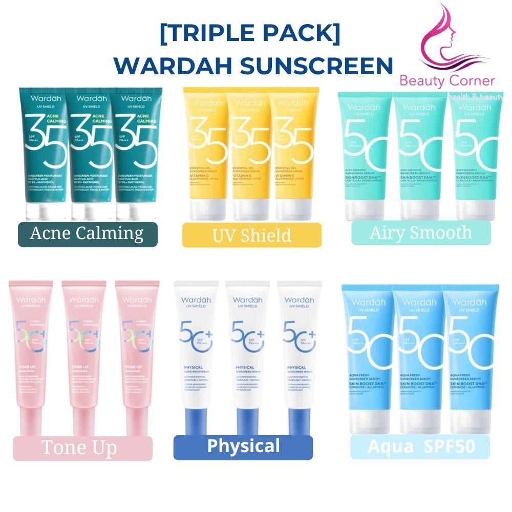 Jual [TRIPLE PACK] Wardah UV Shield Sunscreen Gel SPF35/SPF 50 | Acne ...