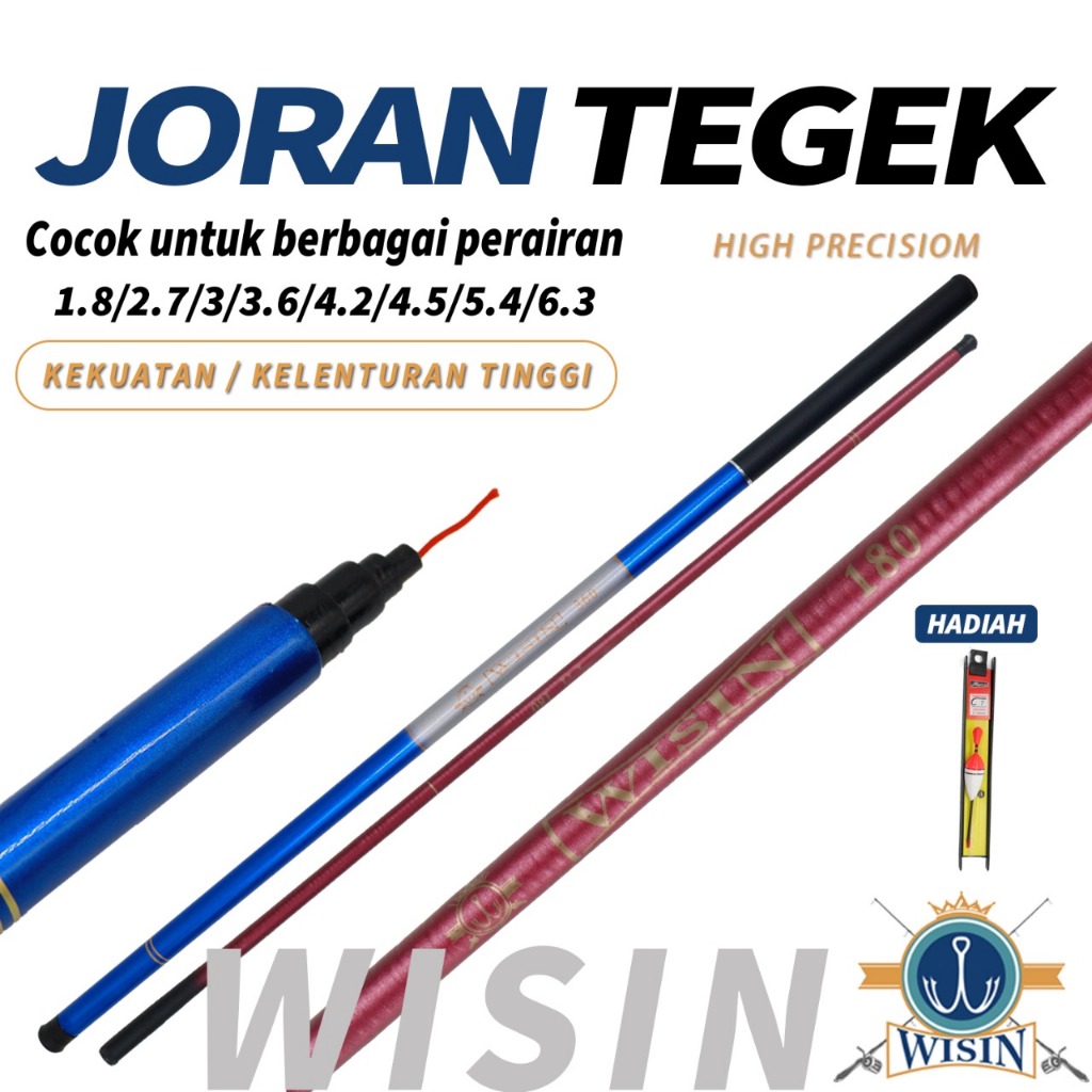 Jual WISIN JORAN 1.8M/2.7M/3M/3.6M/4.2M/4.5M/5.4M/6.3M Joran tegek carbon/Kombinasi putih dan ...