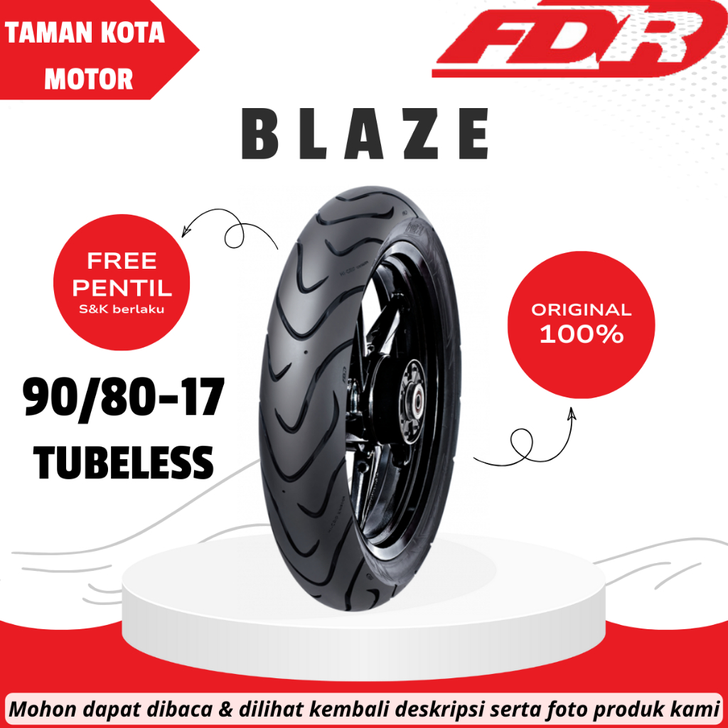 Jual BAN MOTOR BEBEK FDR Blaze 90/80-17 Tubeless (TL) ORIGINAL ...