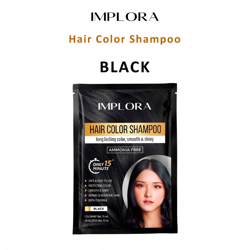 Jual Implora Hair Color Shampoo BLACK Pewarna Rambut Warna Tahan Lama ...