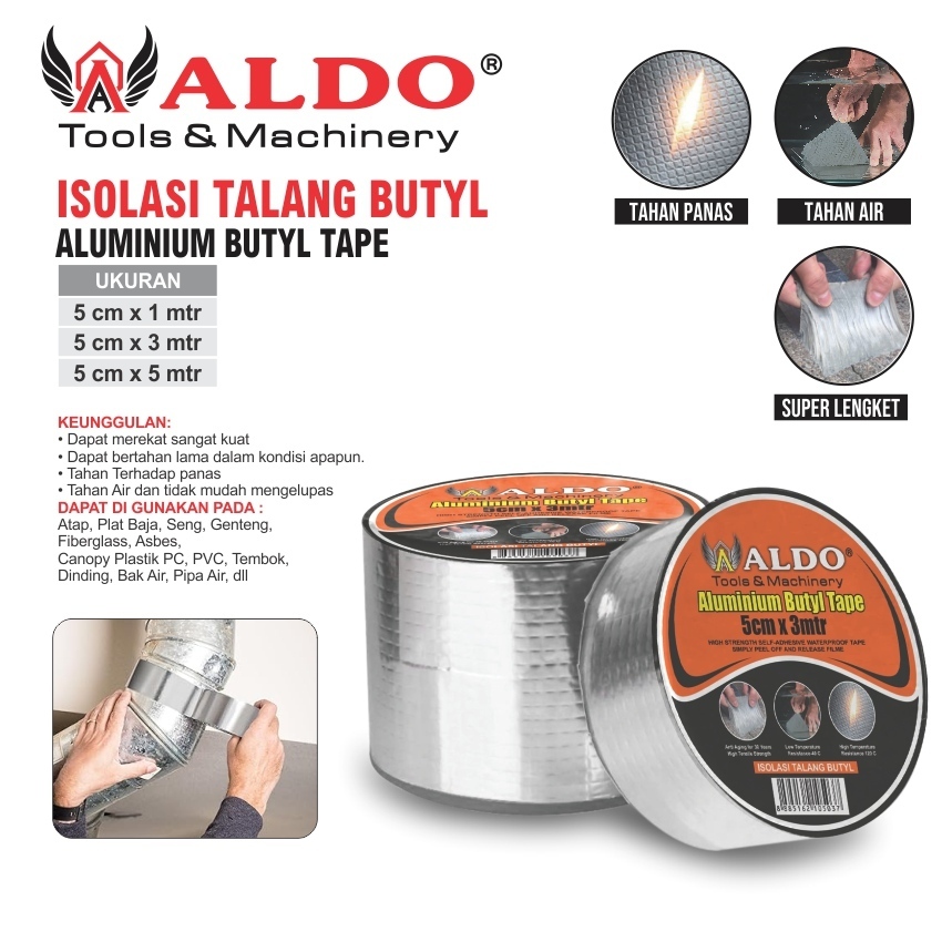 Jual Aldo Isolasi Lem Talang Butyl 5 cm x 1 meter / Lem Seng Aluminium ...