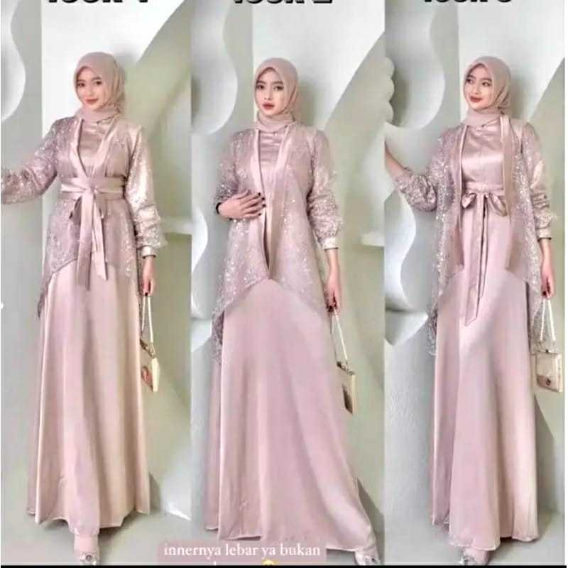 Jual Fuji Dress satu Set Inner Outer Kimono || Gamis Muslim Wanita ...