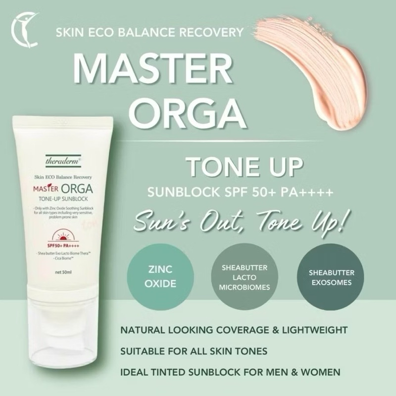 Jual Theraderm master orga tone up sunblock spf 50 PA+++ | Shopee Indonesia