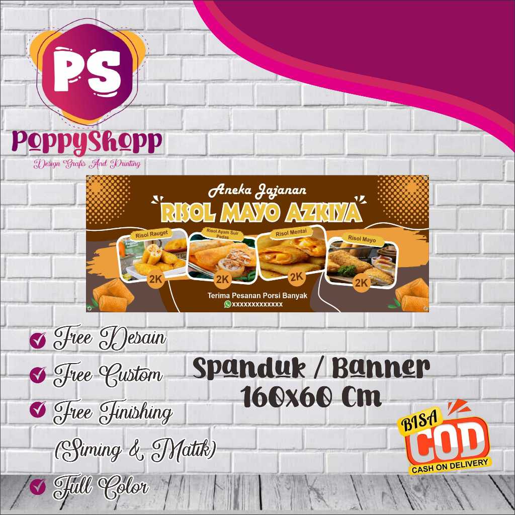 Jual Spanduk Banner 160X60 Cm Aneka Jajanan Risol Mayo Bisa Custom ...