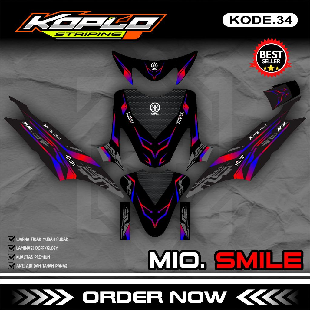 Jual Stiker Sticker Dekal Decal Full Body MIO Smile Desain Grafis ...