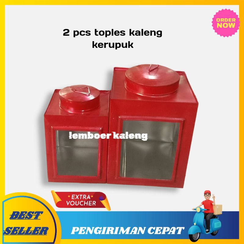 Jual toples kaleng kerupuk 2 pcs / toples kaleng kerupuk 20 x 25 cm ...
