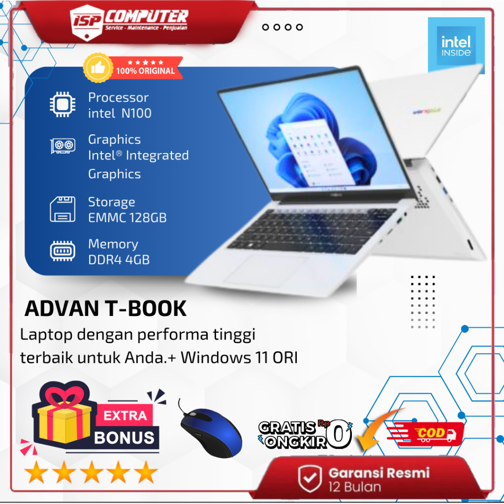 Jual Advan TBook Intel N100 4Gb/128GB 14″ HD Free Windows 11 Free ...