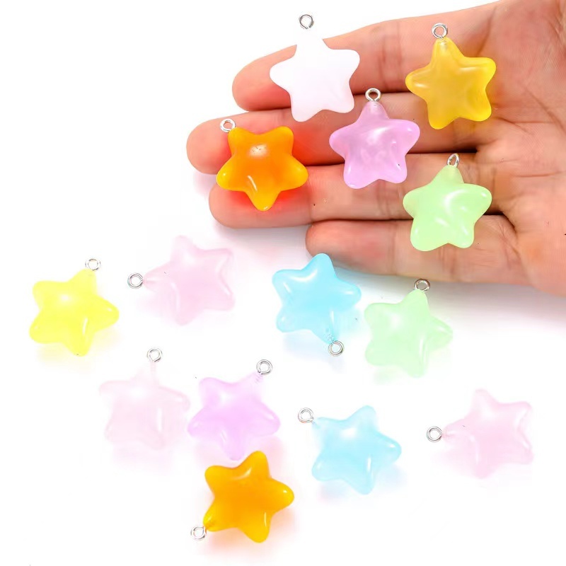 Jual (10 pcs) Charm Resin Bintang Star Jelly Kecil Bersinar dalam gelap ...