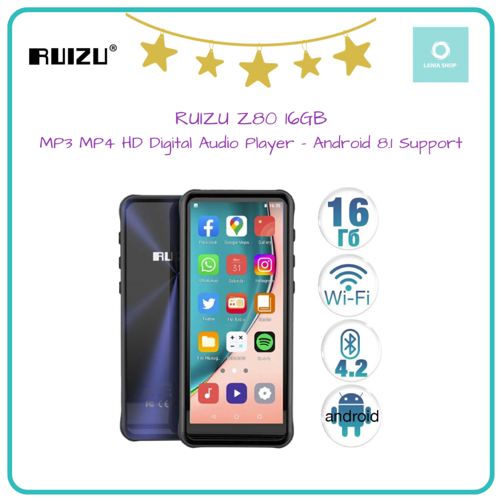 Jual RUIZU Z80 16GB - MP3 MP4 HD Digital Audio Player - Android 8.1 ...