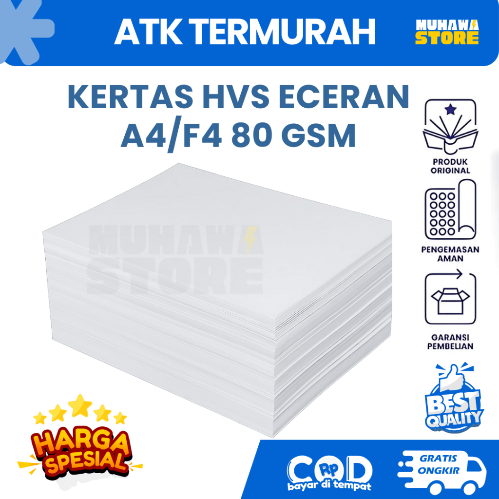 Jual KERTAS HVS UKURAN A4 KETEBALAN 80 GSM I KERTAS HVS UKURAN F4 80 ...