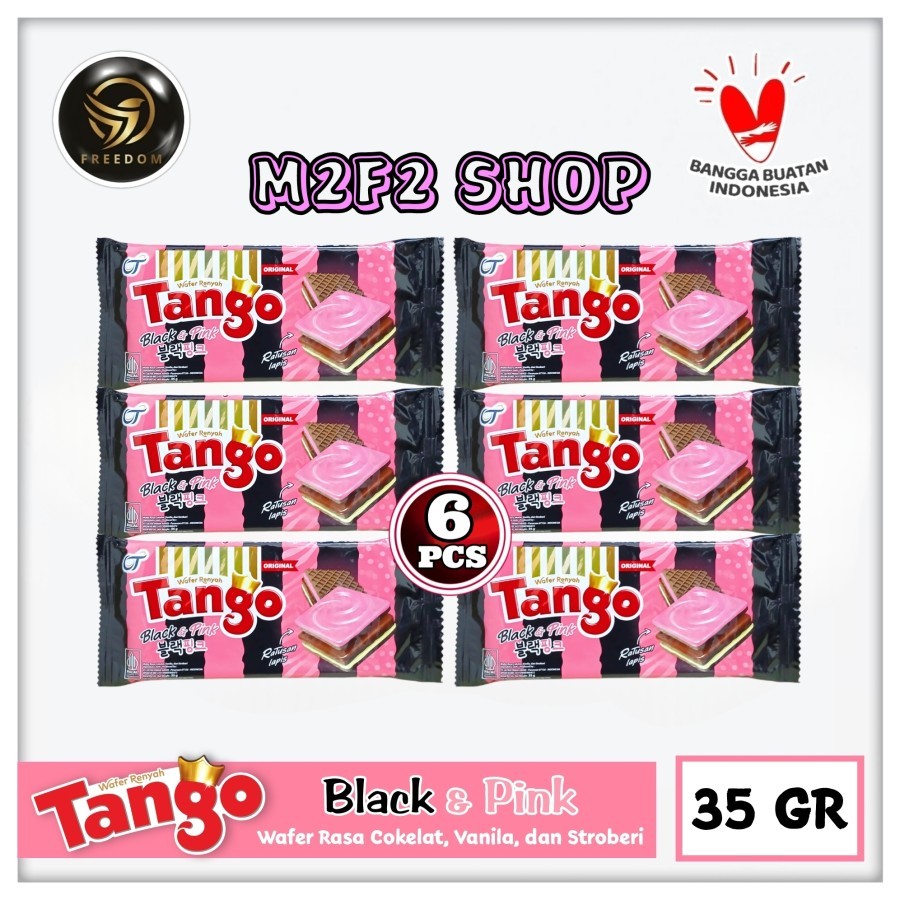 Jual Tango Wafer Black & Pink BITE SIZE | Krim Cokelat Vanila Stroberi ...