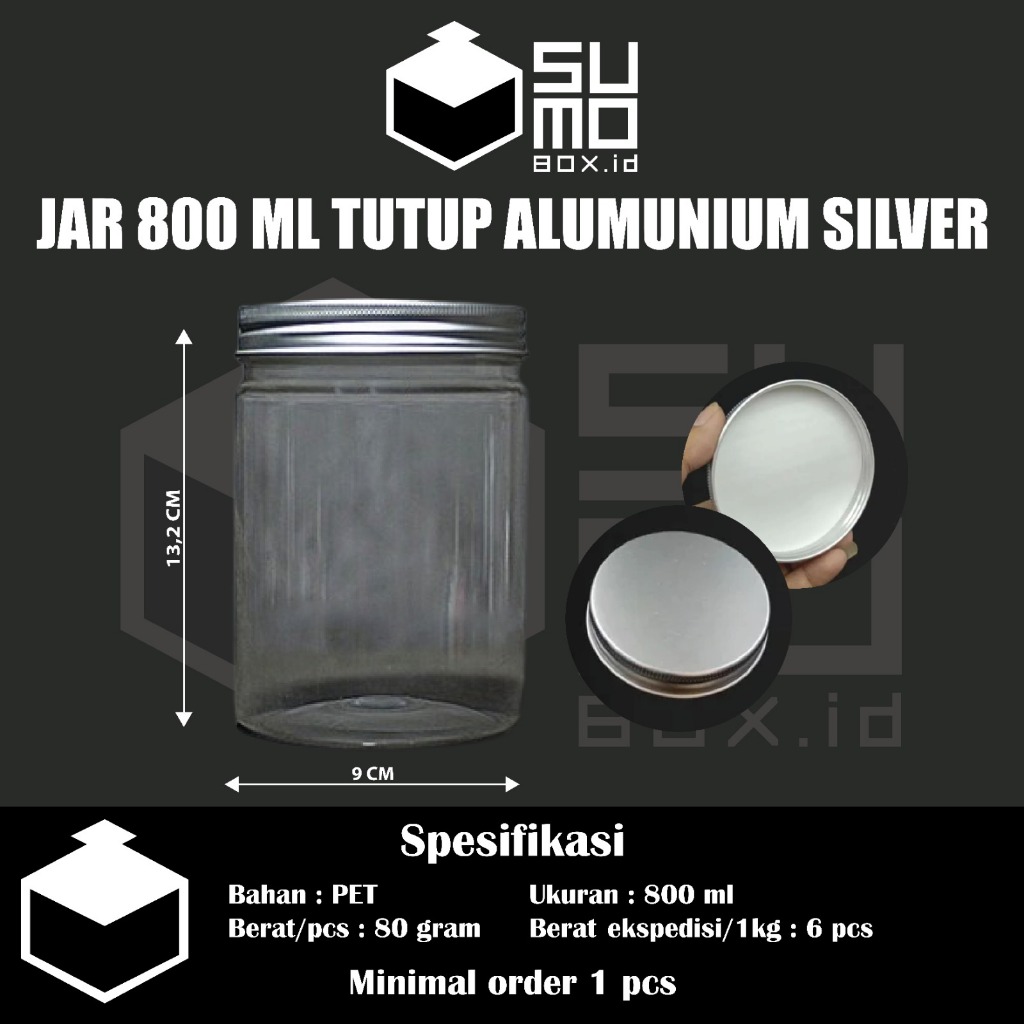 Jual Toples Jar Plastik Silinder 800ml Bening TEBAL / Tabung Bulat Tutup Natural Tutup Alumunium ...