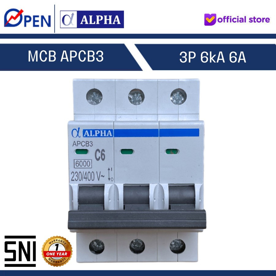 Jual MCB 3P 6KA 6A Brand Alpha | Shopee Indonesia