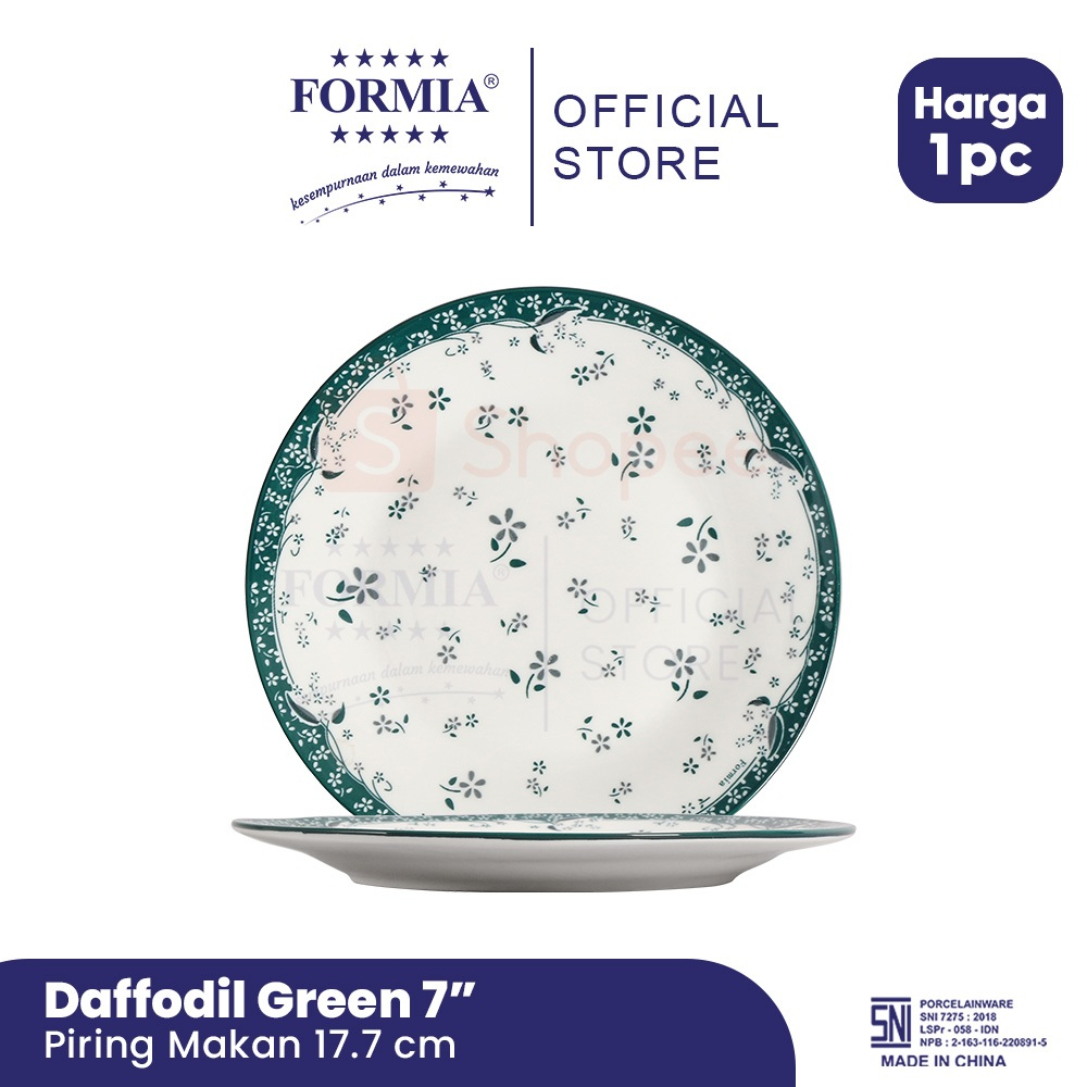 Jual Formia Piring Makan Keramik Daffodil Green 7 Inci / pc | Shopee ...
