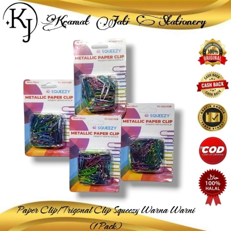 Jual Paper Clip/Penjepit Kertas Warna Warni Squeezy (1 Pack) | Shopee ...