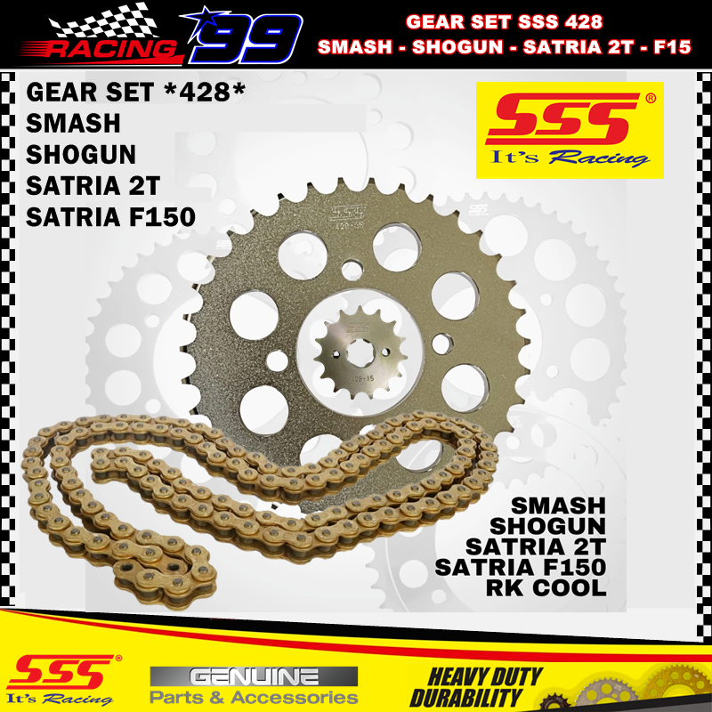 Jual gear gir set sss 415 rantai gold Satria R/satria 2tak/satria hiu 2tak/tornado/dll | Shopee ...