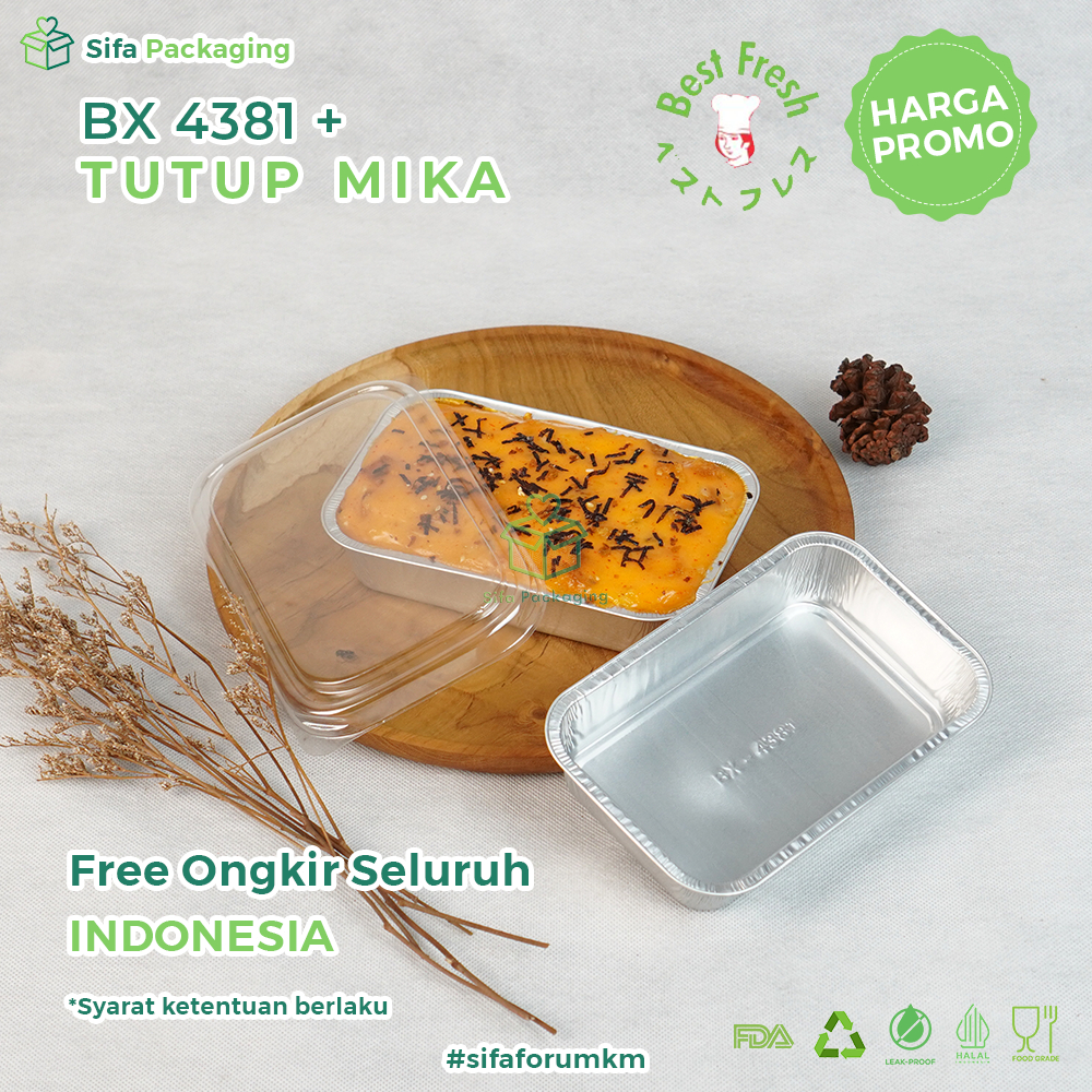 Jual Alumunium Foil Tray Cup BX 4381 + Tutup Mika Macaroni Schotel Lasagna Mentai Rice Dimsum ...