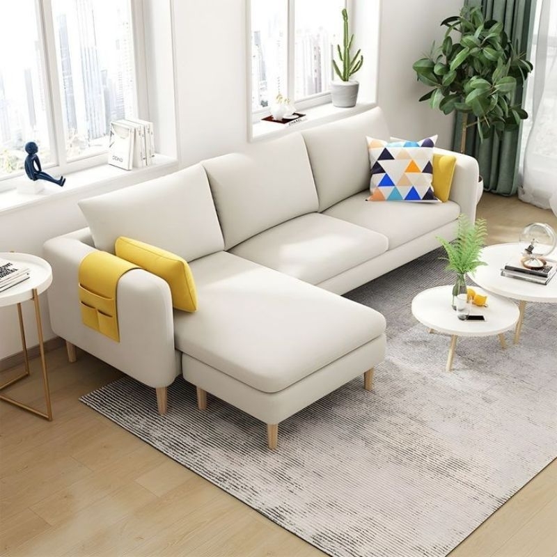 Jual Sofa minimalis 3 dudukan , sofa putih polos | Shopee Indonesia