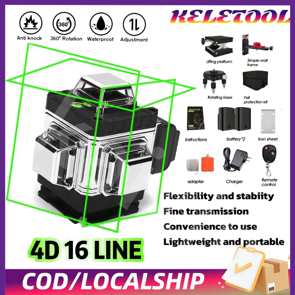 Jual 16 line laser taffware laser level 4d 16 line Laser line waterpass ...