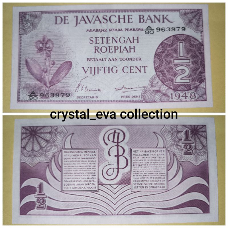 Jual Uang Kertas Kuno Seri Federal ½ Rupiah / 50 Cent Tahun 1948 (ASLI ...