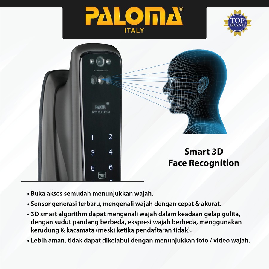 Jual PALOMA Smart Lock Kunci Pintu Digital Lock Smart Door Lock Smart Home Kunci Pintar 3D Face ...