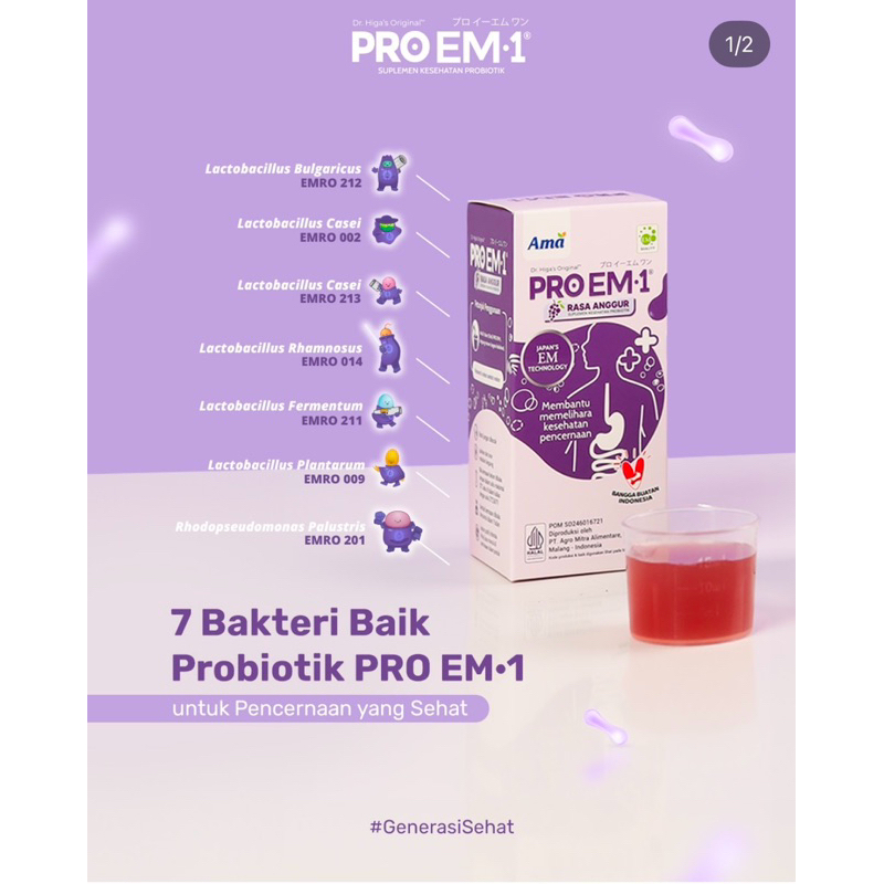 Jual PROEM-1 .PROBIOTIK 1 Box ori atau anggur sachet 7 atau Sachet 14 ...