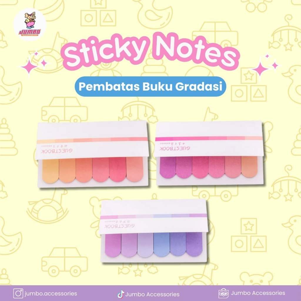 Jual Sticky Notes Pembatas Buku Gradasi Jumbo Accessories | Shopee ...