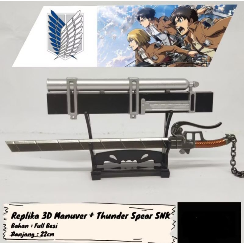 Jual Gantungan Kunci Pedang Anime AOT Thunder Spear Manuver Gear Attack ...