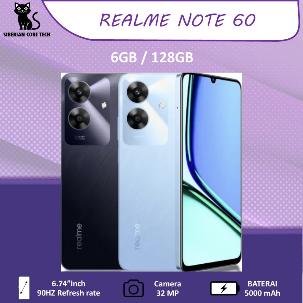 Jual REALME NOTE 60 6GB 128GB MARBLE BLACK / VOYAGE BLUE Garansi Resmi ...