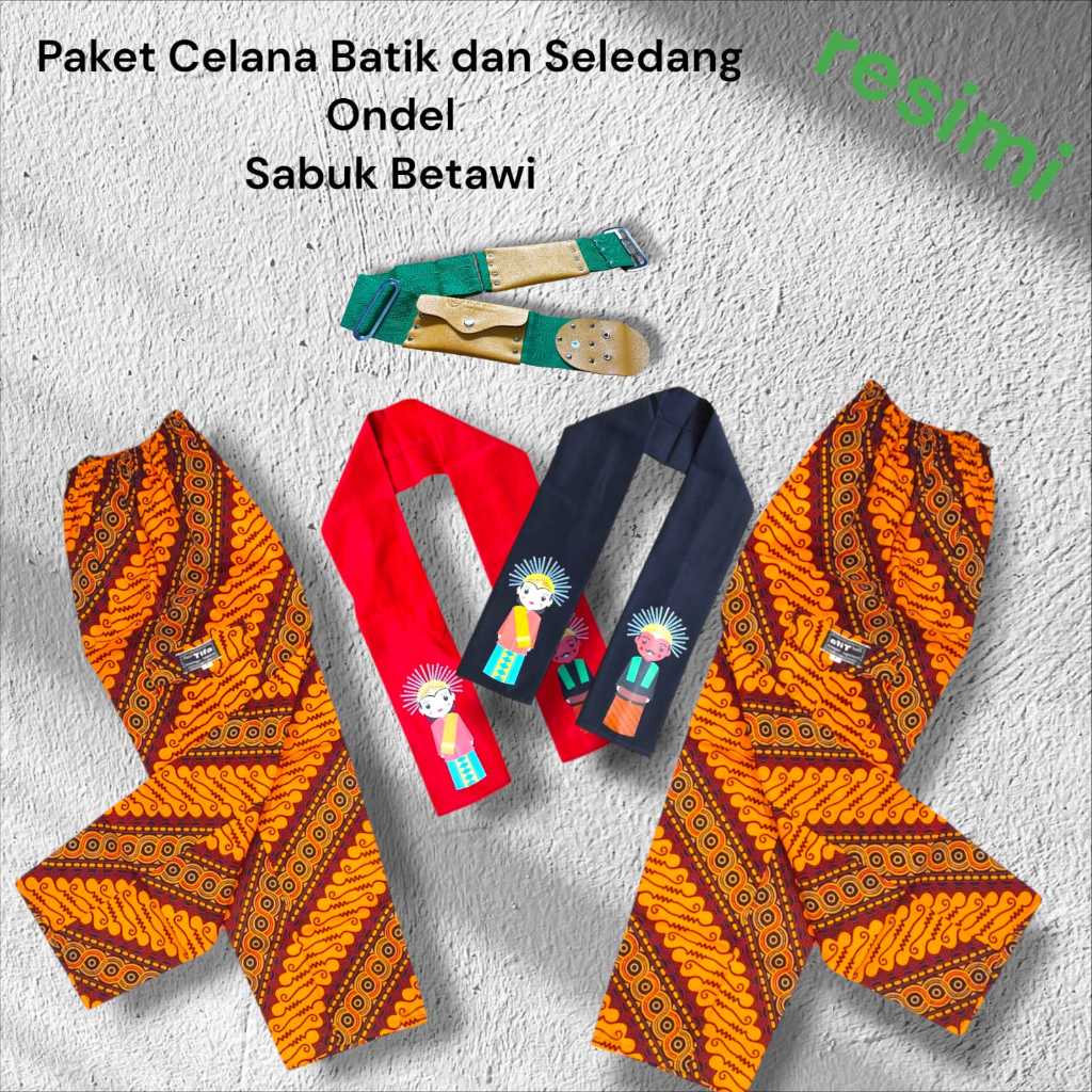 Jual Paket Celana batik Adat Betawi Dapat Selendang Ondel dan Sabuk ...