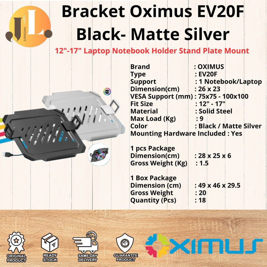Jual Bracket Oximus EV20F 12"-17" Laptop Notebook Holder Stand Plate ...