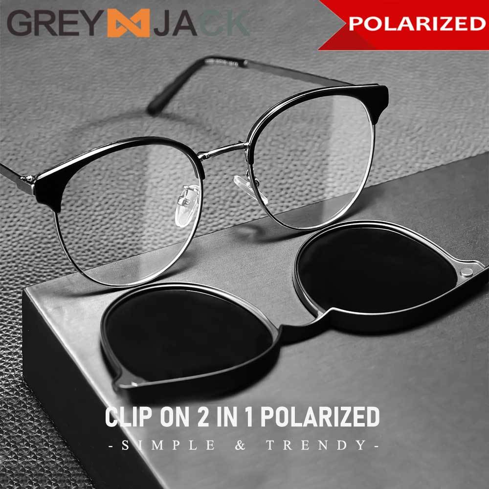 Jual Grey Jack Kacamata Clip On Model Oval Free Lensa Polarized 2in1 TR+Metal Fashion Pria ...