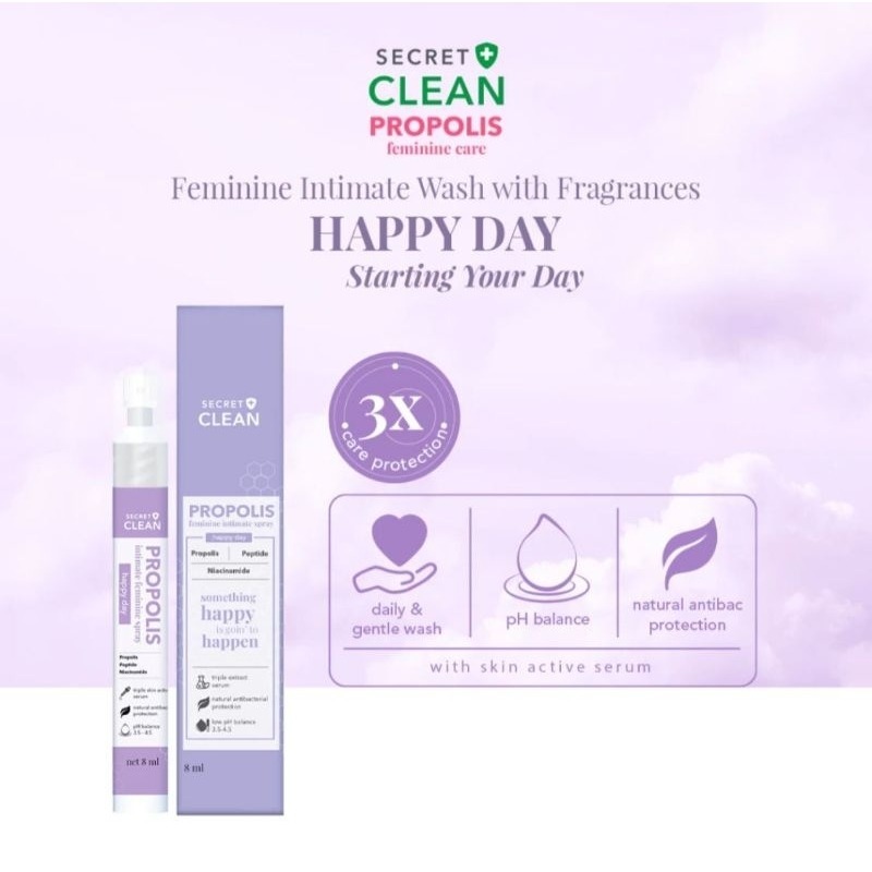 Jual [NEW VARIANT] SECRET CLEAN Propolis Feminine Intim Spray Happy Day ...