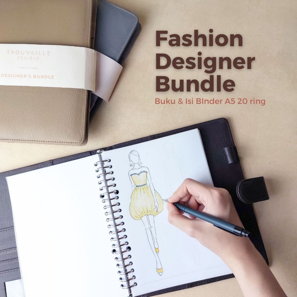 Jual Bundle Binder Kulit & Isi Binder ukuran A5 20 ring / Buku gambar ...